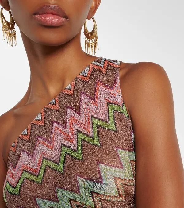 Missoni Zigzag One-shoulder Lamé Top - Multicoloured