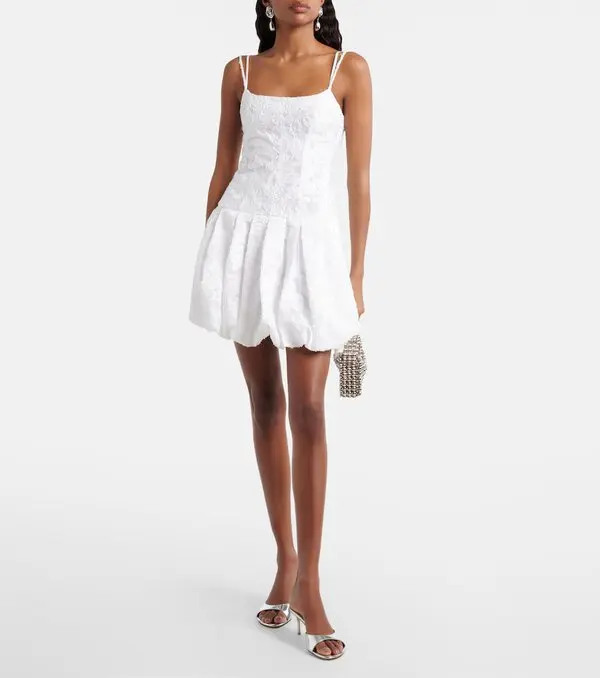 Simkhai Fifi Embroidered Cotton-blend Minidress - White
