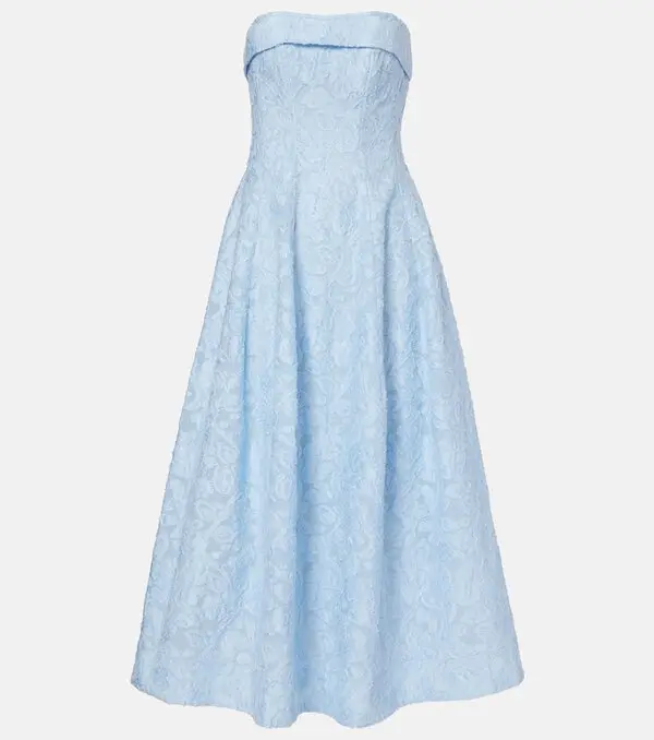 Simkhai Valeria Embroidered Midi Dress - Blue