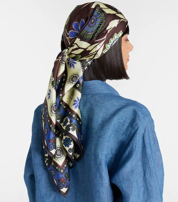 ALEMAIS Floral Silk Satin Scarf