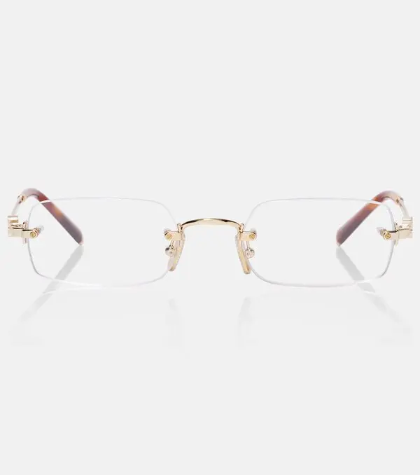Miu Miu Rectangular Rimless Eyeglasses - Gold
