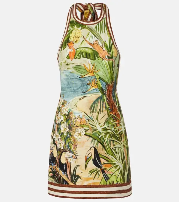 ALEMAIS Alémais Toucan Tango Printed Cotton Minidress - Multicoloured