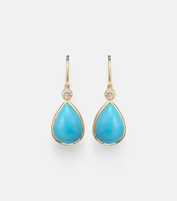 Ileana Makri 14kt Yellow Drop Earrings With Turquoise And Diamonds - Gold
