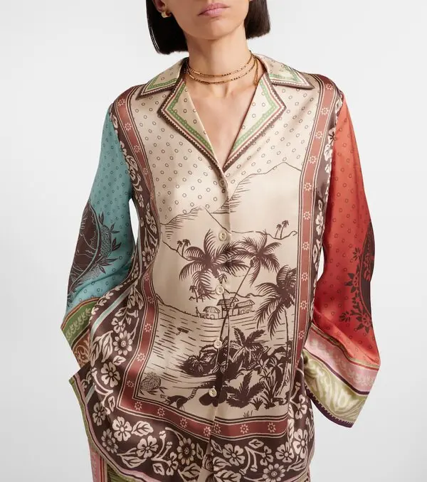 ALEMAIS Alberta Printed Silk Shirt