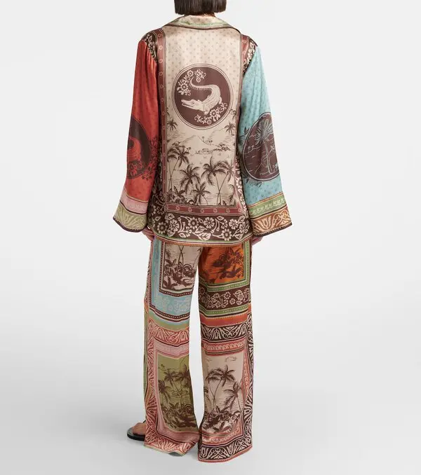 ALEMAIS Alberta Printed Silk Palazzo Pants - Multicoloured
