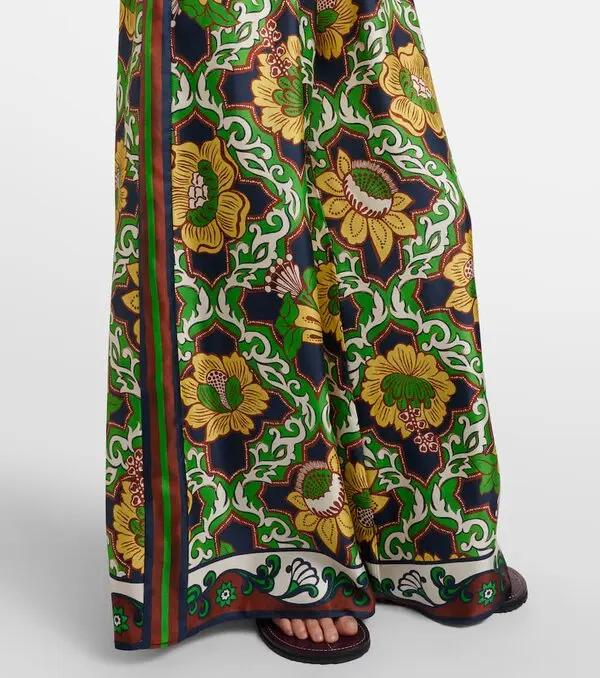 ALEMAIS Alémais Liana Printed Silk Satin Palazzo Pants