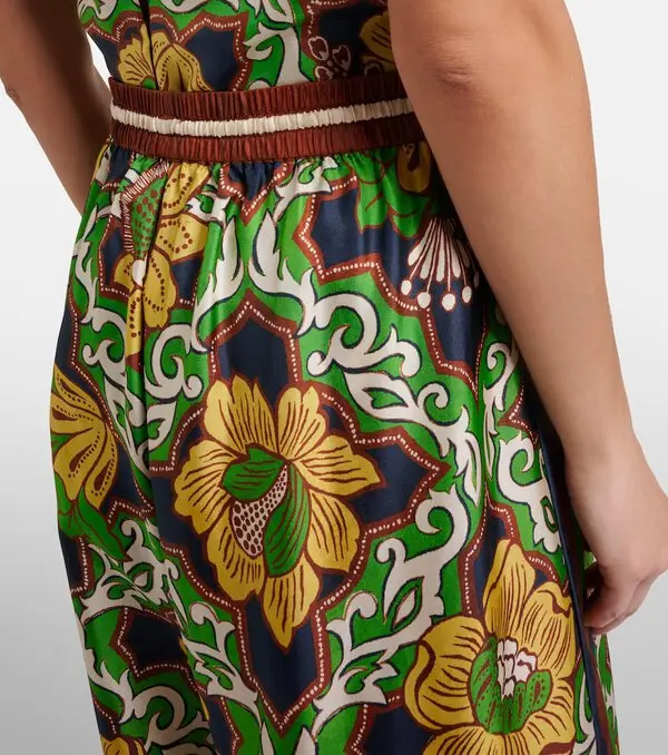 ALEMAIS Alémais Liana Printed Silk Satin Palazzo Pants