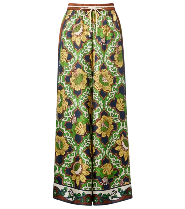 ALEMAIS Alémais Liana Printed Silk Satin Palazzo Pants - Multicoloured