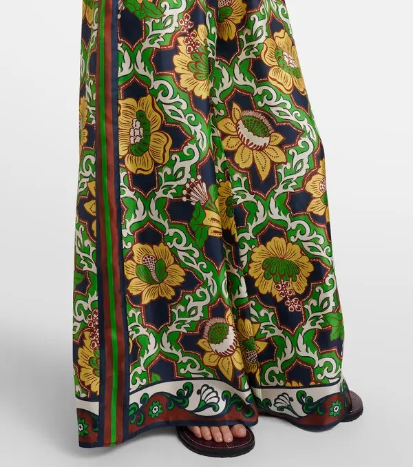 ALEMAIS Alémais Liana Printed Silk Satin Palazzo Pants - Multicoloured