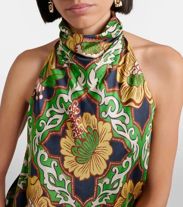 ALEMAIS Liana Printed Silk Satin Top - Multicoloured