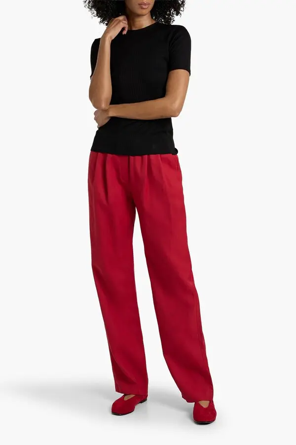 Loulou De Saison Takaroa Pleated Twill Straight-leg Pants - Red