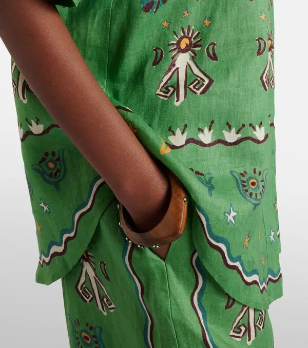 ALEMAIS Alémais Sun Dancer Printed Linen Shirt - Green