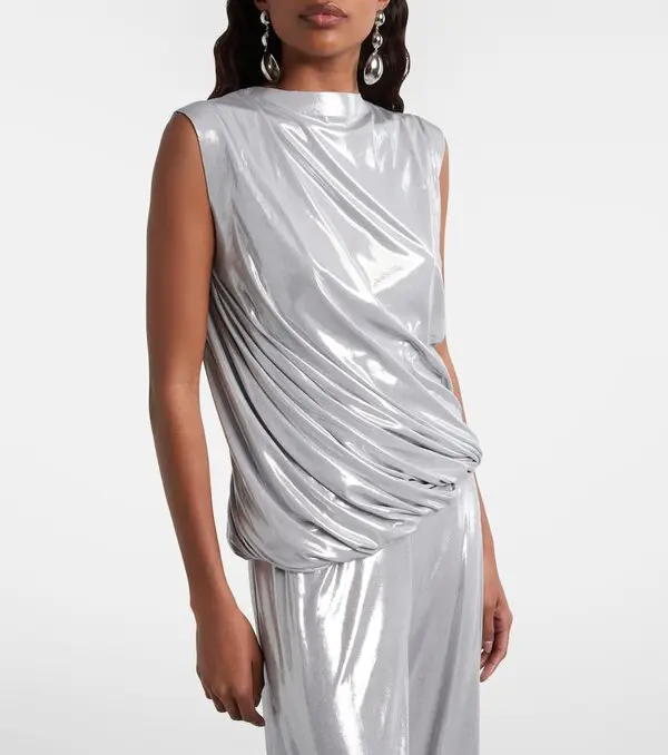 Norma Kamali Twist Metallic-effect Top
