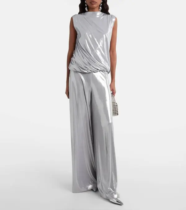 Norma Kamali Metallic-effect Wide-leg Pants