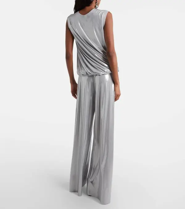 Norma Kamali Metallic-effect Wide-leg Pants