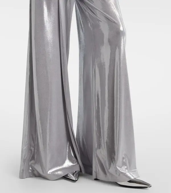 Norma Kamali Metallic-effect Wide-leg Pants