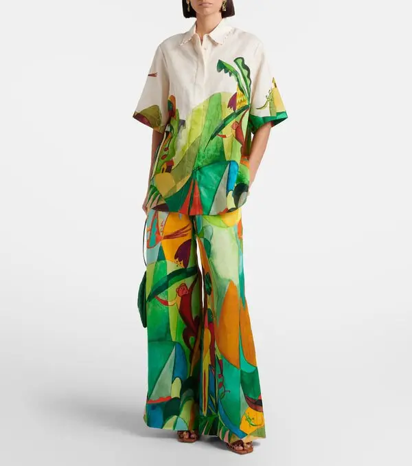 ALEMAIS X Mokshini Linen Wide-leg Pants - Multicoloured