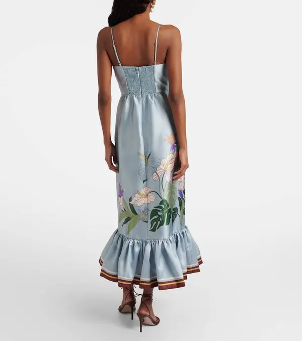 ALEMAIS Alfie Floral Midi Dress In Ice