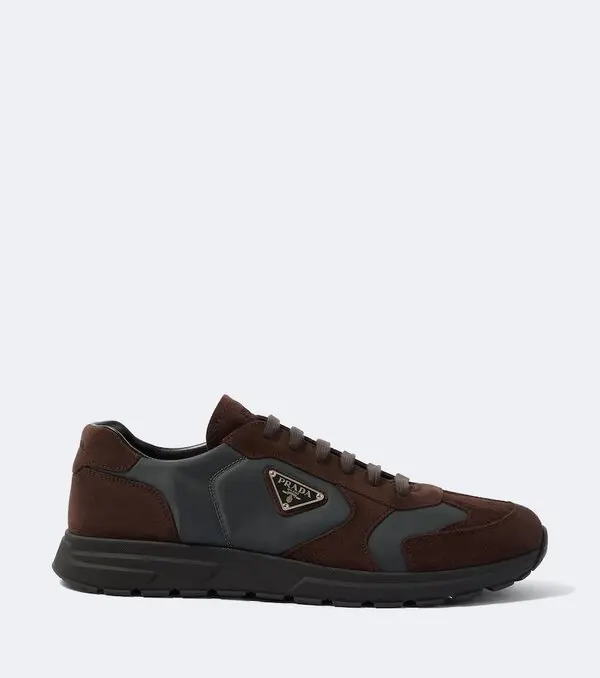 Prada Suede And Fabric Trimmed Lace-up Sneakers