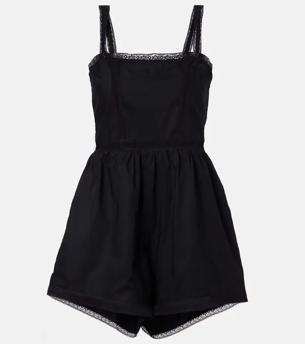 Faithfull The Brand Emilia Lace-trimmed Romper - Black