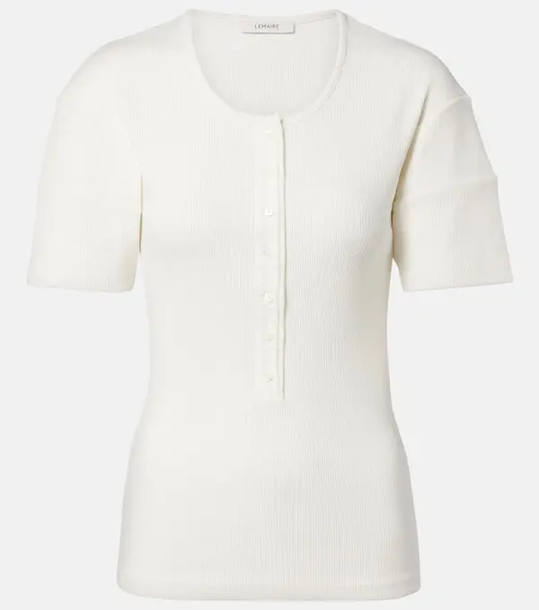 LEMAIRE Cotton And Linen Henley Shirt - White