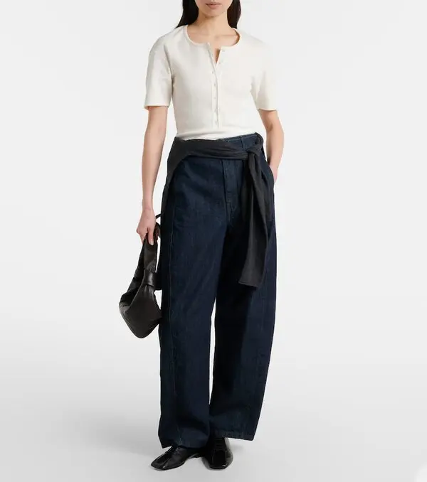 LEMAIRE Cotton And Linen Henley Shirt - White
