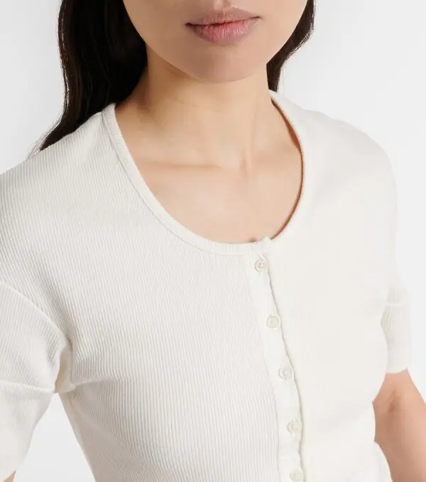LEMAIRE Cotton And Linen Henley Shirt - White