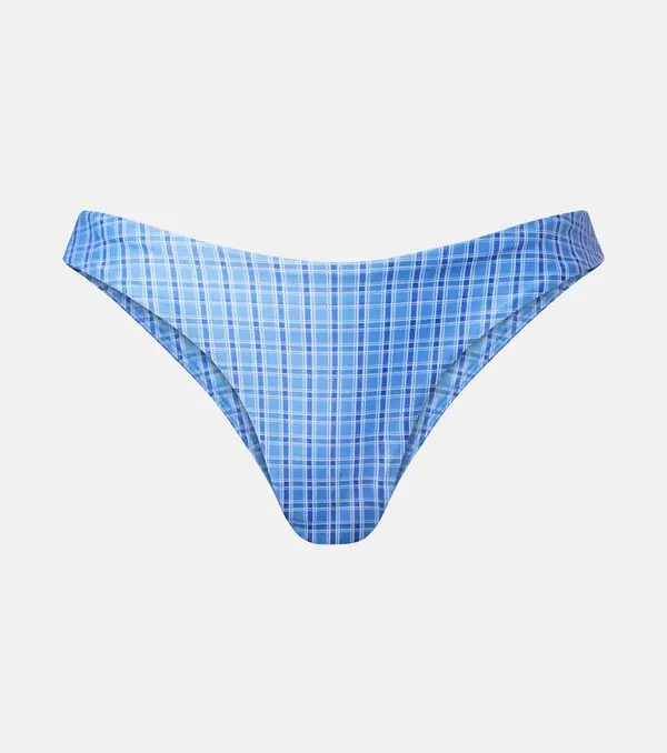 Faithfull The Brand Ombra Checked Bikini Bottom - Blue