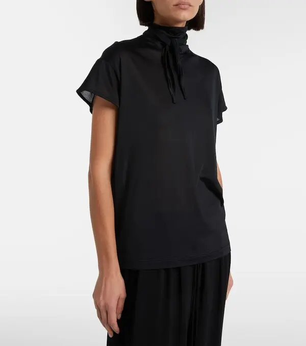 LEMAIRE Scarf-detail Jersey Top - Black