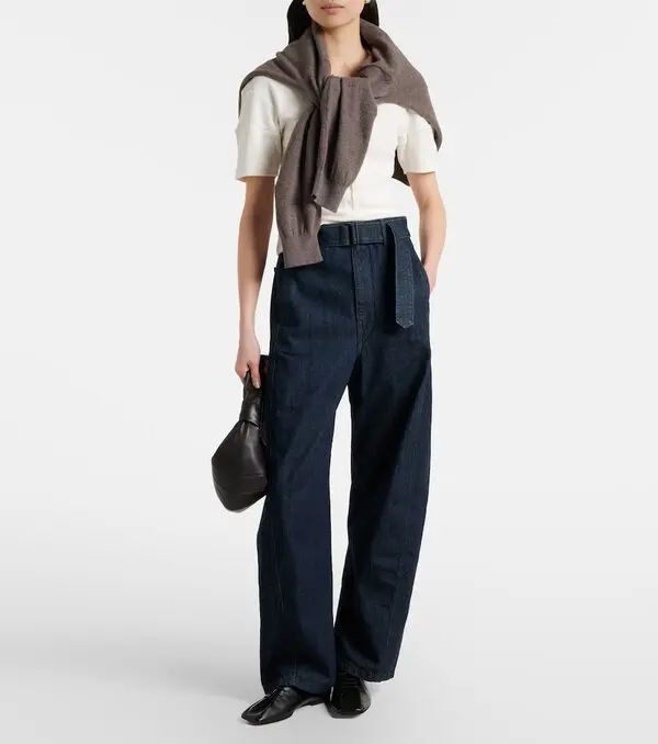 LEMAIRE Twisted Belted Barrel-leg Jeans - Blue