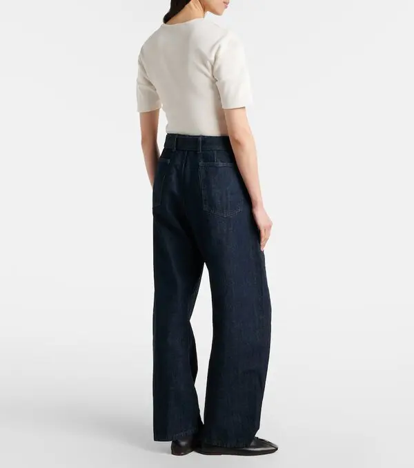 LEMAIRE Twisted Belted Barrel-leg Jeans - Blue
