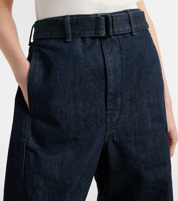 LEMAIRE Twisted Belted Barrel-leg Jeans - Blue