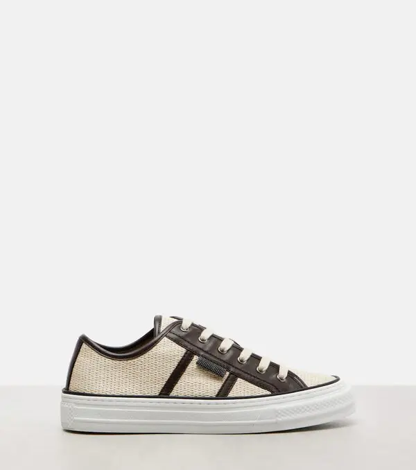 Brunello Cucinelli Leather-trimmed Sneakers