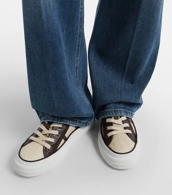 Brunello Cucinelli Leather-trimmed Sneakers