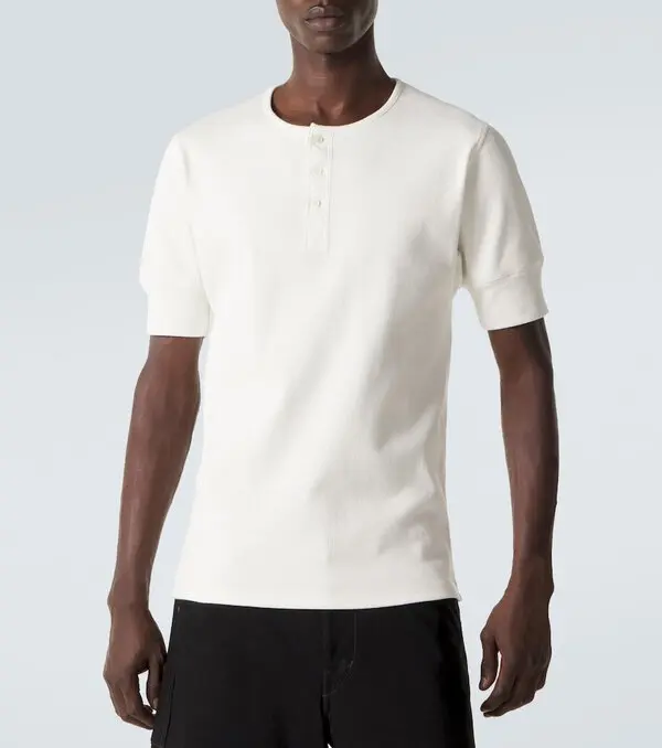 LEMAIRE Cotton And Linen Jersey Henley Shirt - White