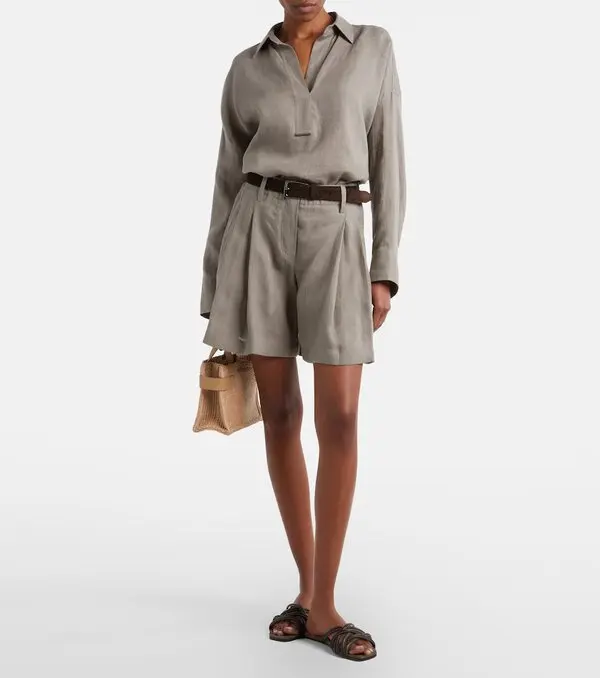 Brunello Cucinelli Leather Slides - Brown