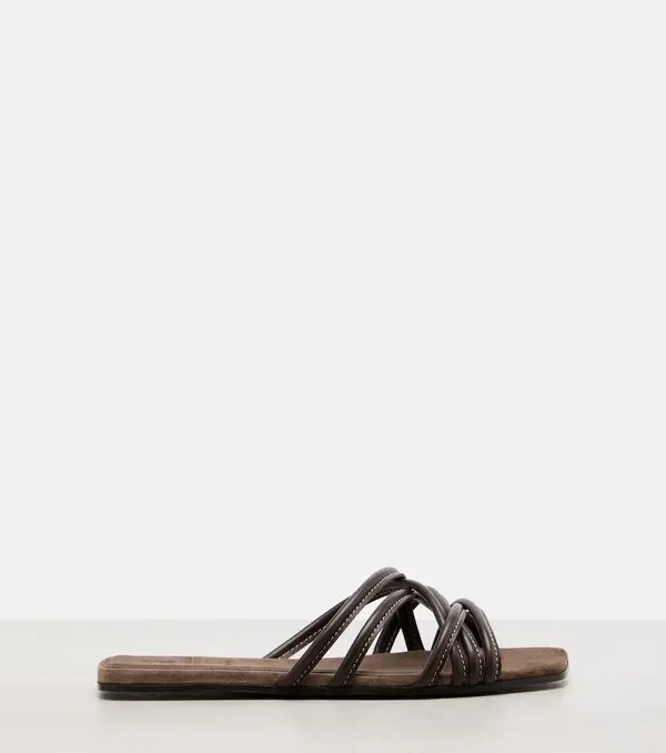 Brunello Cucinelli Leather Slides - Brown