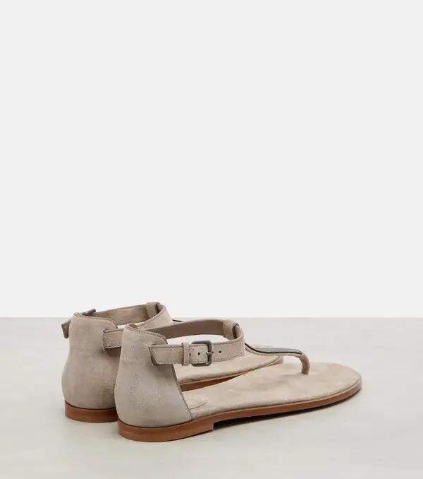Brunello Cucinelli Monili Suede Slides
