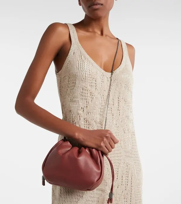 Brunello Cucinelli Mellow Mini Leather Crossbody Bag