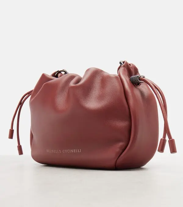 Brunello Cucinelli Mellow Mini Leather Crossbody Bag