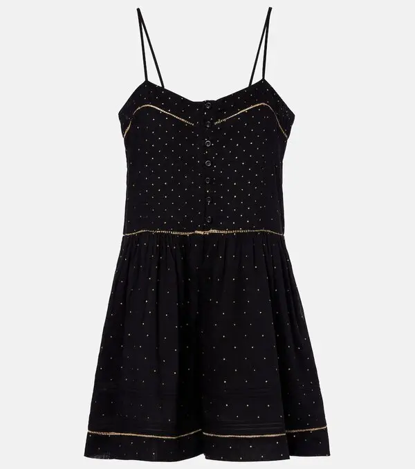MARANT ETOILE Vickie Polka-dot Cotton Romper - Black