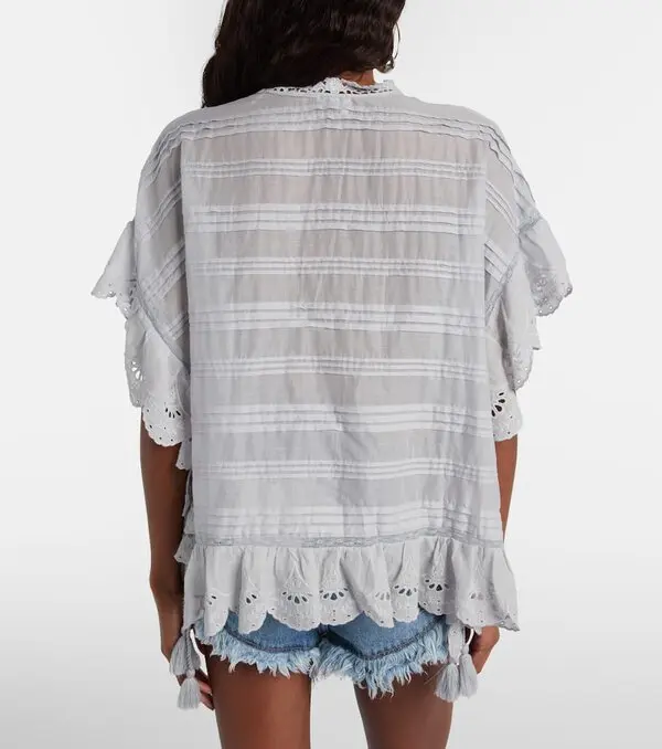 MARANT ETOILE Payton Broderie Anglaise Cotton Top - Blue