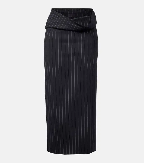 MUGLER Pinstripe Wool Pencil Skirt