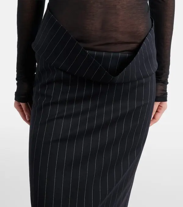 MUGLER Pinstripe Wool Pencil Skirt