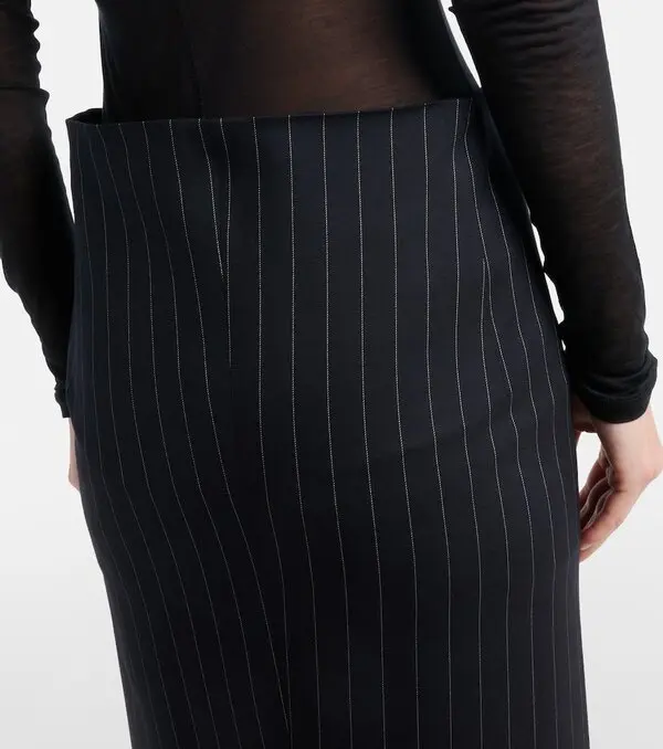 MUGLER Pinstripe Wool Pencil Skirt