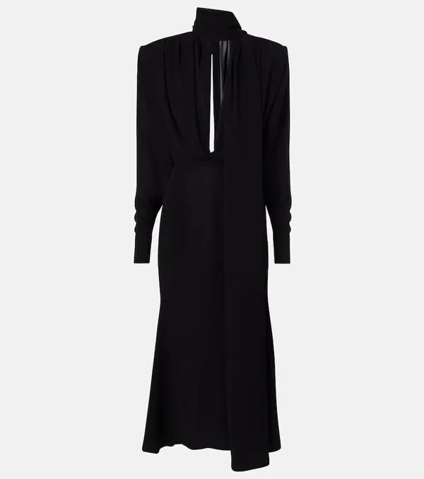 MUGLER Crêpe Midi Dress - Black