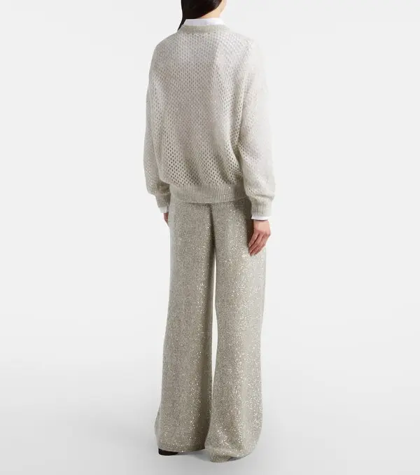 Brunello Cucinelli Sequined Wide-leg Pants