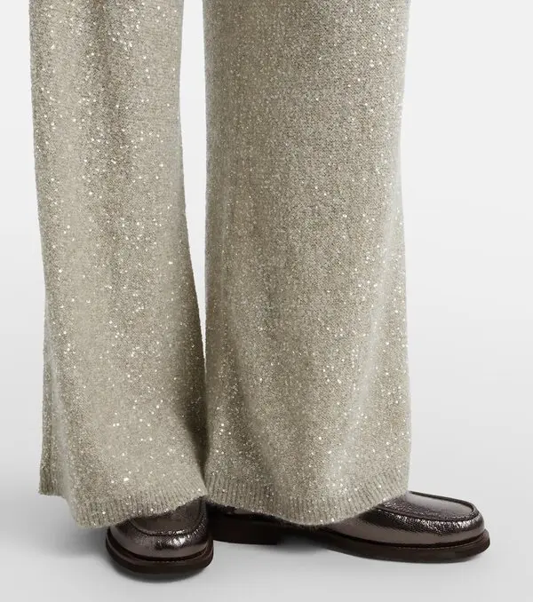 Brunello Cucinelli Sequined Wide-leg Pants