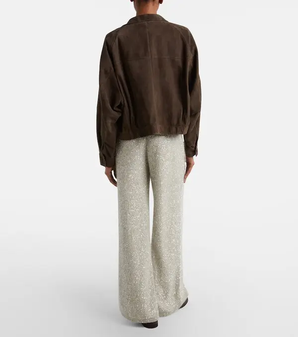 Brunello Cucinelli Sequined Wide-leg Pants