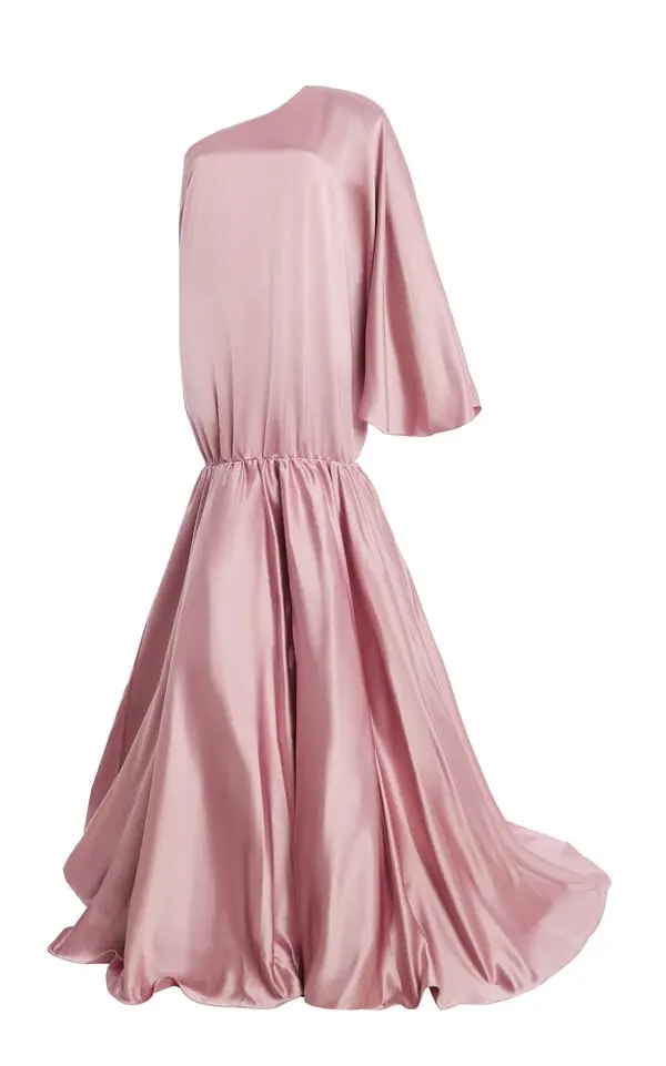 THE NEW ARRIVALS ILKYAZ OZEL Exclusive Ecliptia Single-shoulder Satin Maxi Gown - Pink